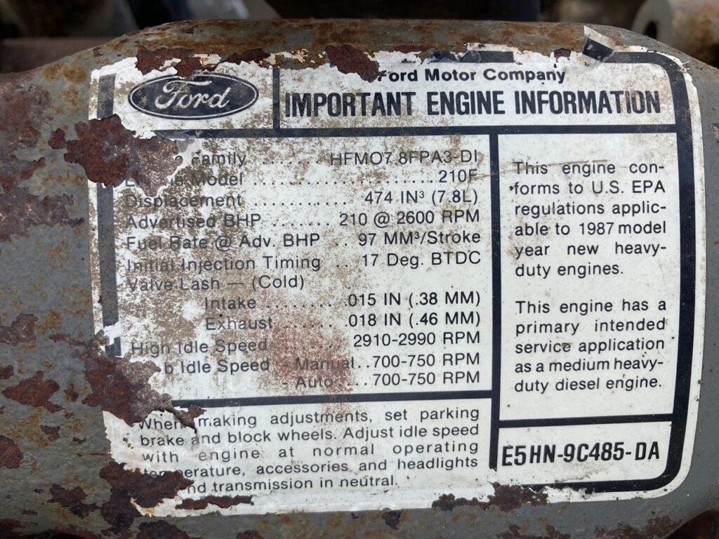 1987 Ford 7.8L Brazilian Engine | 210hp